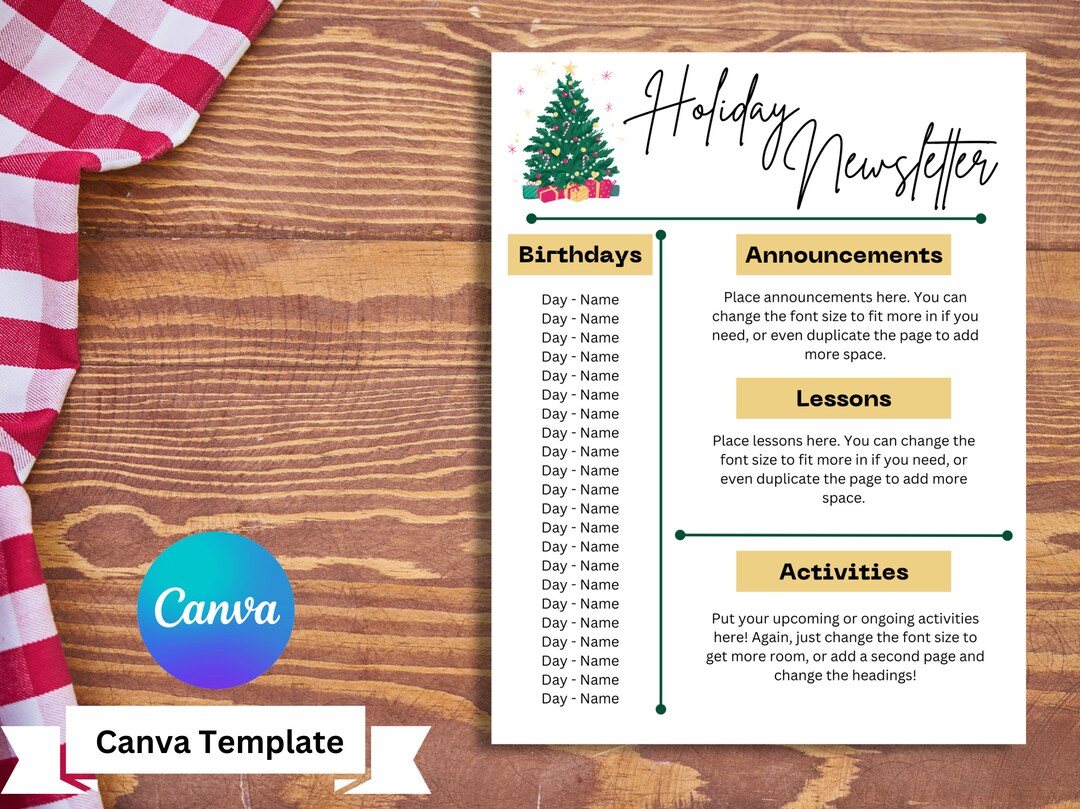 Editable Holiday Newsletter Template for Church Groups/churches for ...