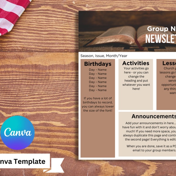 Church Newsletter Template - Etsy