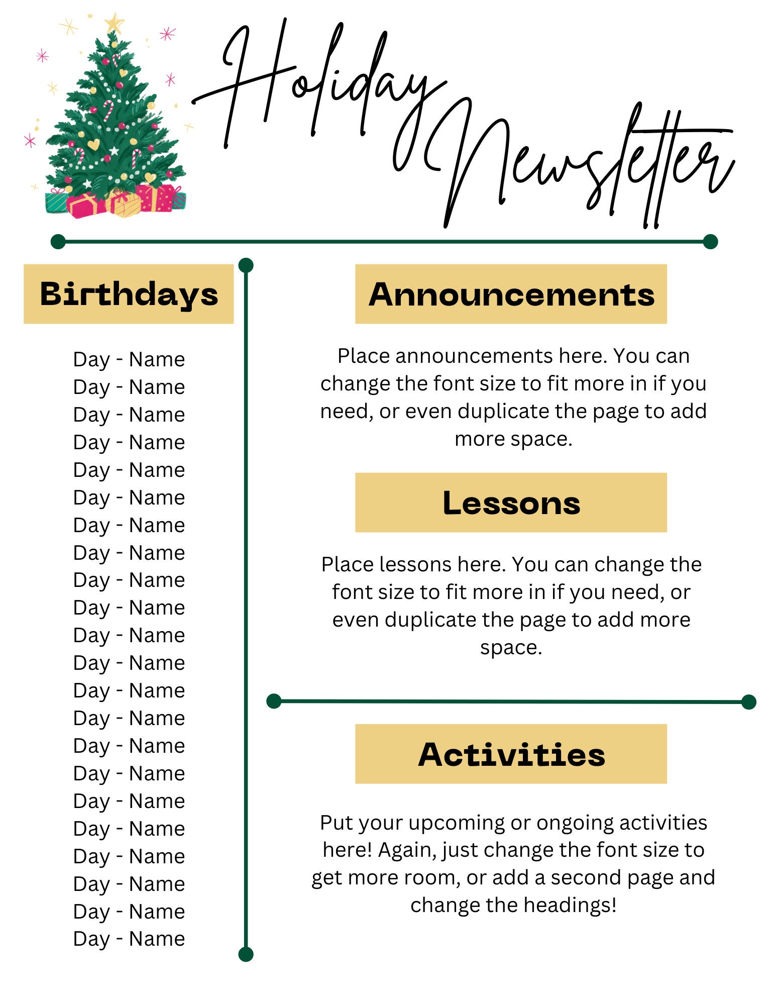 Editable Holiday Newsletter Template for Church Groups/churches for ...
