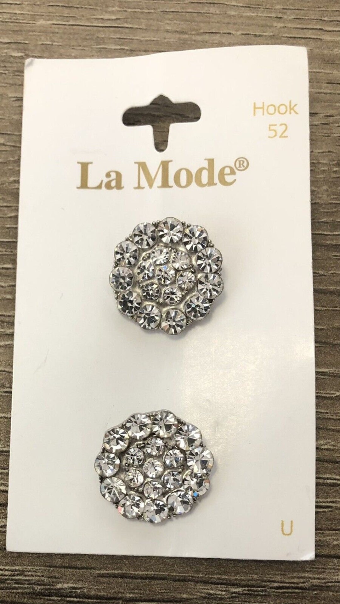 La Mode Crystal Flower Metal Back Button With Shank pack of 2 19mm Hook ...