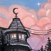 Magical Moon Art Print // Wall Art // Painting of A Mystical House With ...