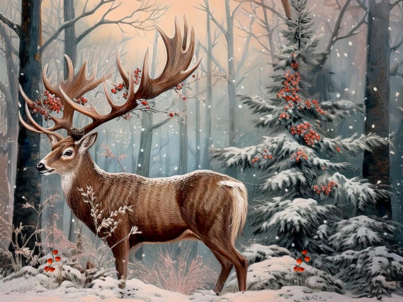 Holiday Cards-woodland Animals, Festive Reindeer, Cardinals, Owl ...