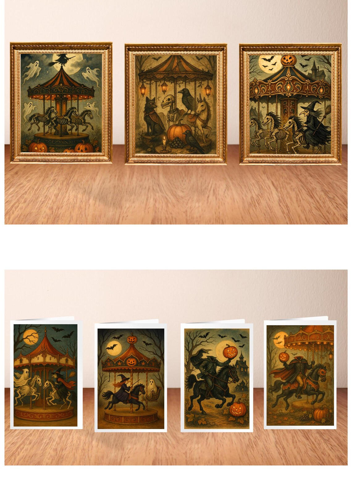 Vintage Halloween Gothic Greeting Card or Print –the Ghost Carousel ...
