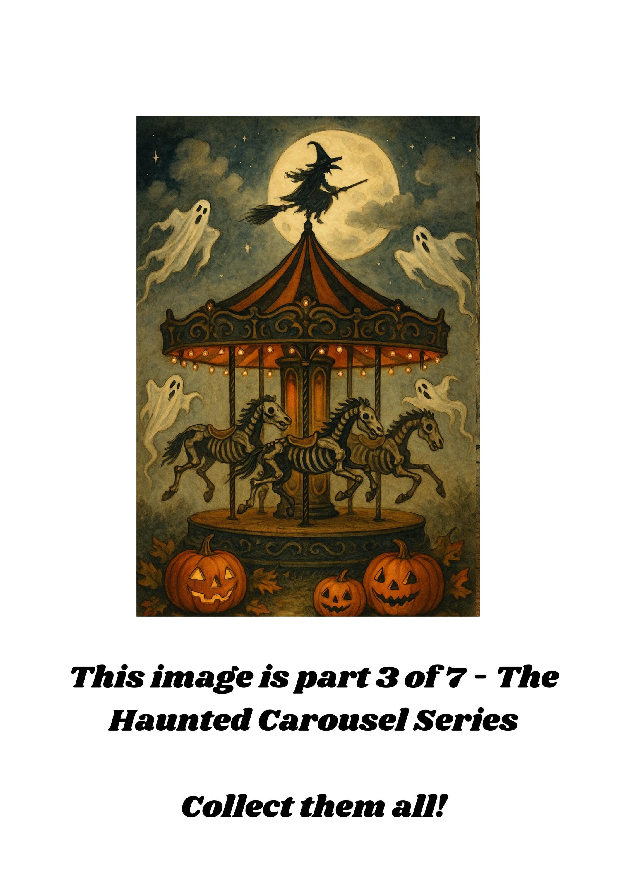 Vintage Halloween Gothic Greeting Card or Print –the Ghost Carousel ...