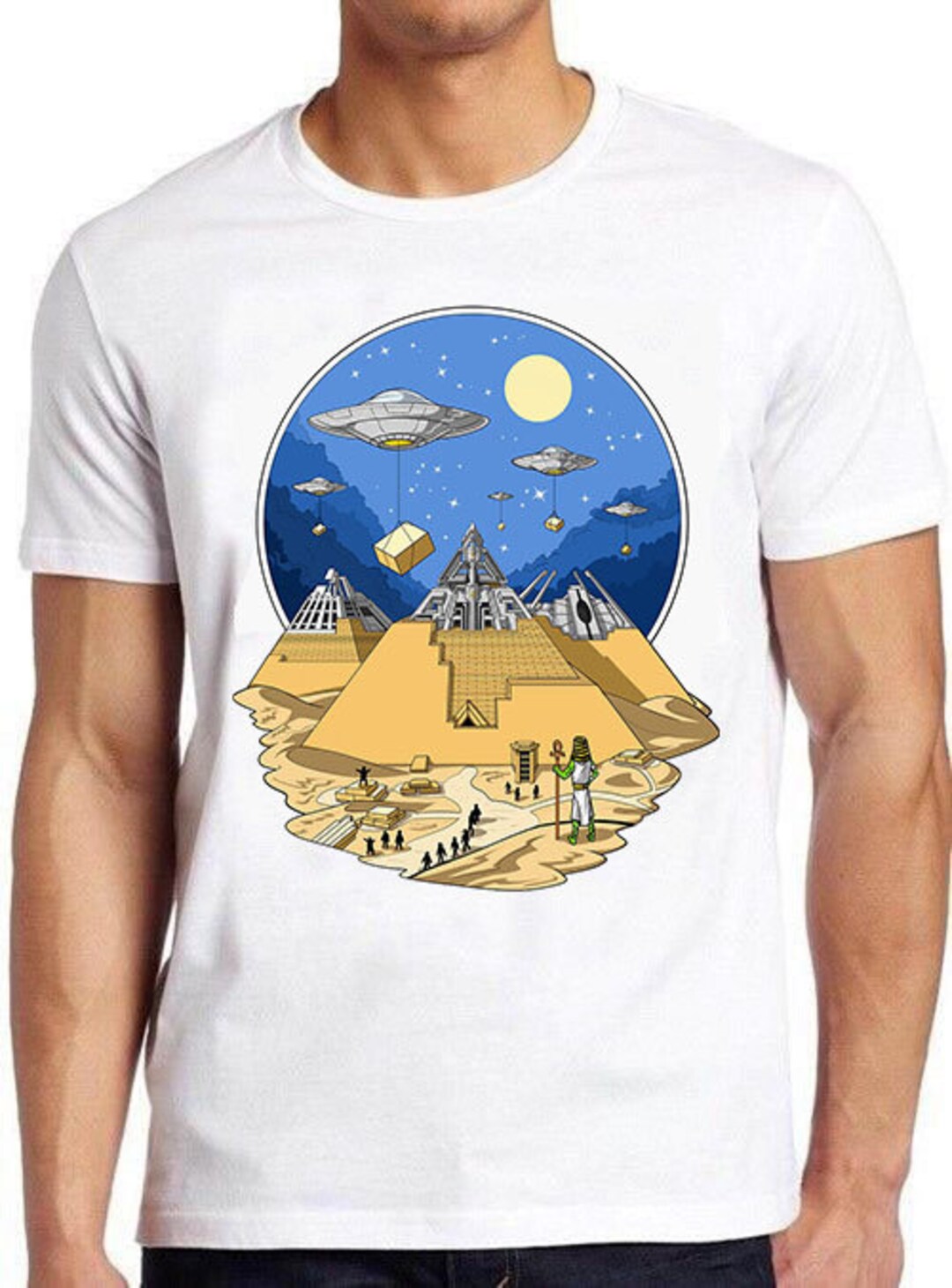 Aliens Building Egyptian Pyramids Funny Movie Music Cool Meme Gift Top ...