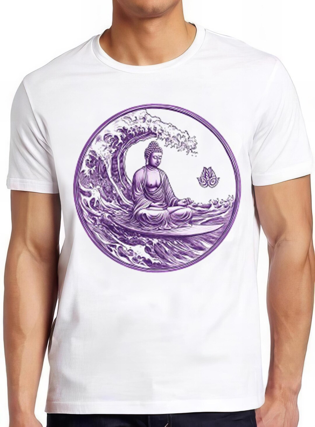Buddha Surfing Great Wave Buddhist Zen Lotus Symbol Yoga Buddhism ...
