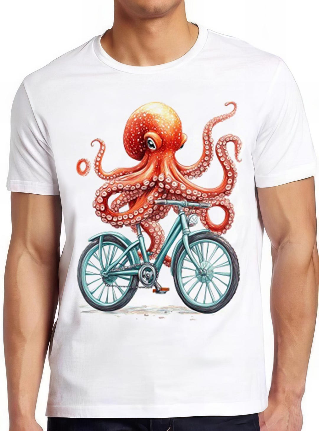 Octopus on A Bicycle Meme Funny Style Cult Movie Music Gift Tee T Shirt ...