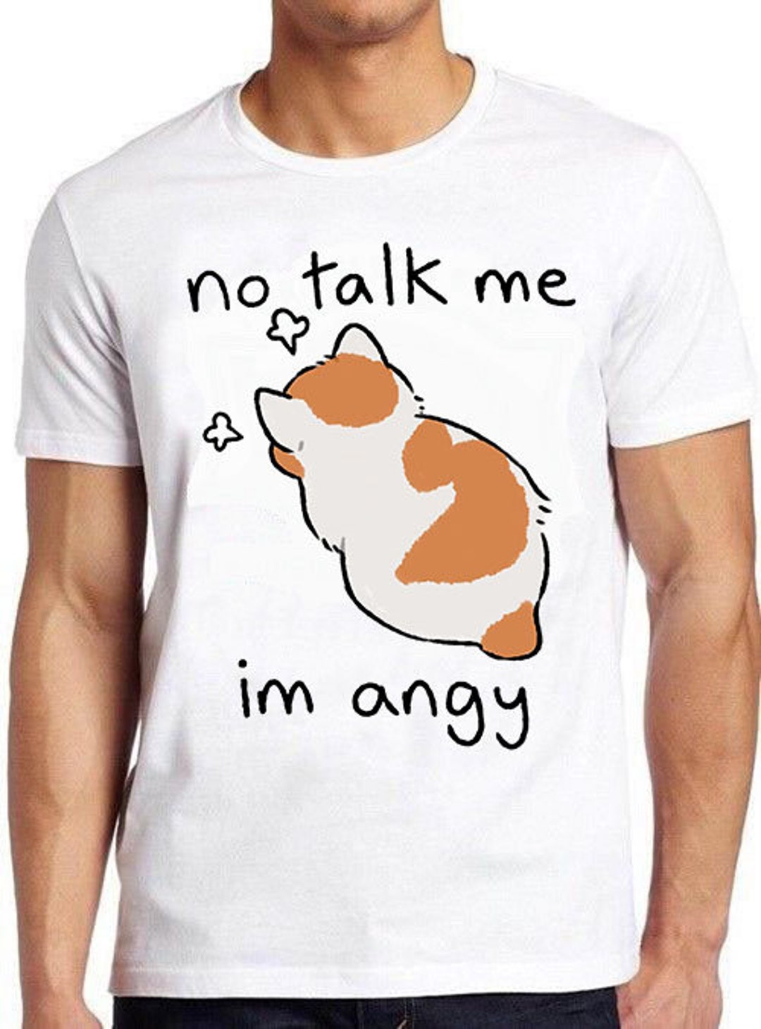 No Talk Me Im Angy Kitten Cat Pet Lover Kitty Art Meme Gift Funny Tee ...