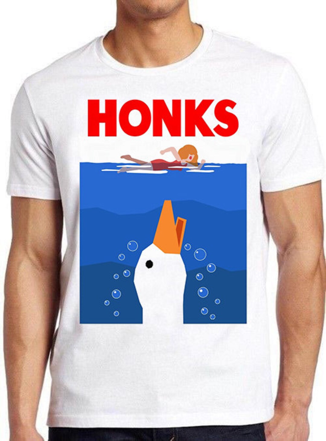 Honk Jaws Honks Goose Duck Dnd Funny Slogan Joke Meme Gift Tee Style ...