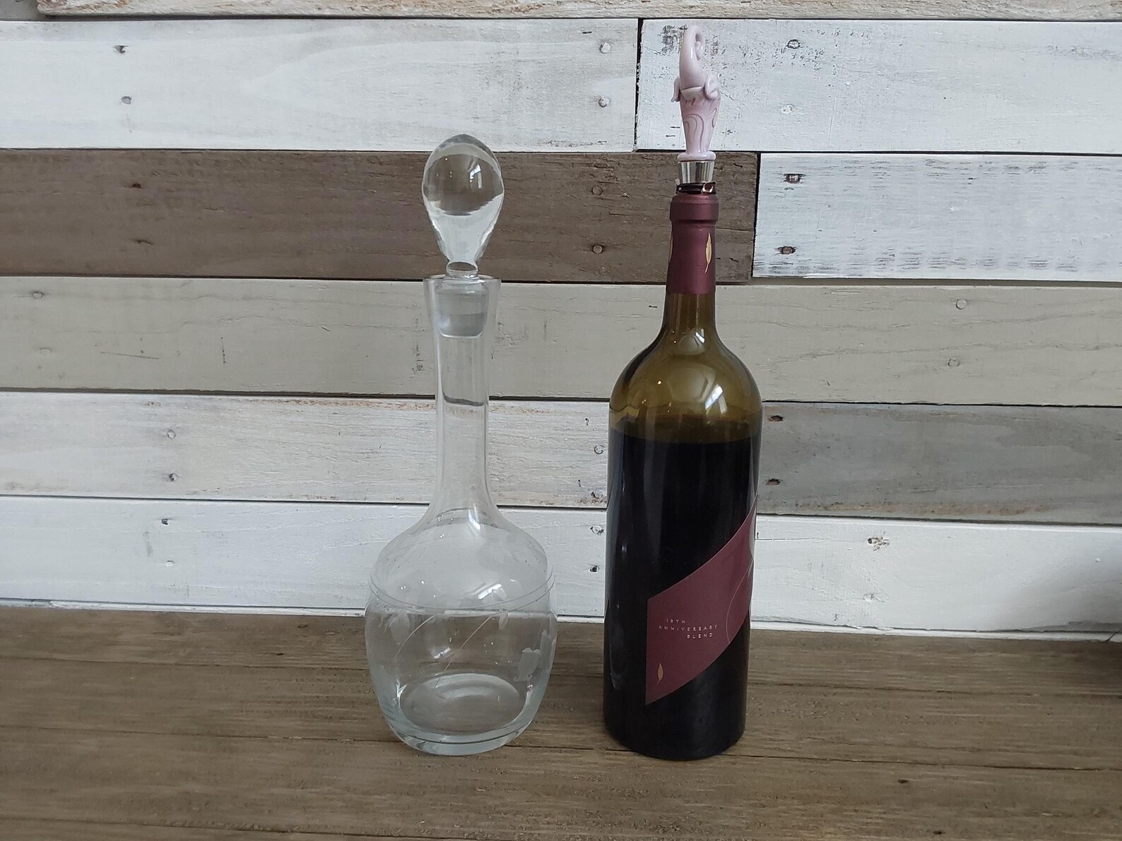 Vintage Etched Decanter, Sherry Bottle, Crystal, Hand Blown - Etsy