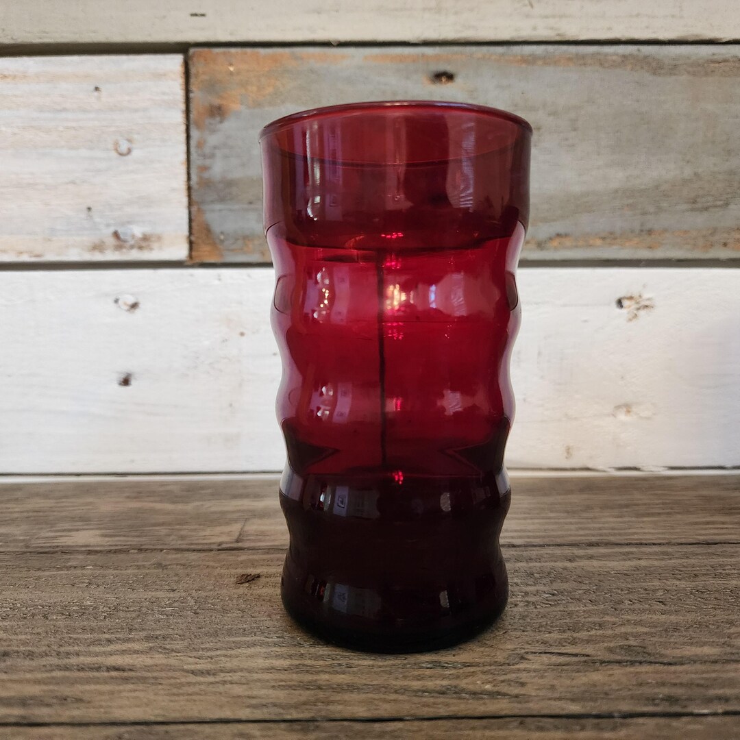 Royal Ruby Anchor Hocking Flat Ripple Tumbler - Etsy