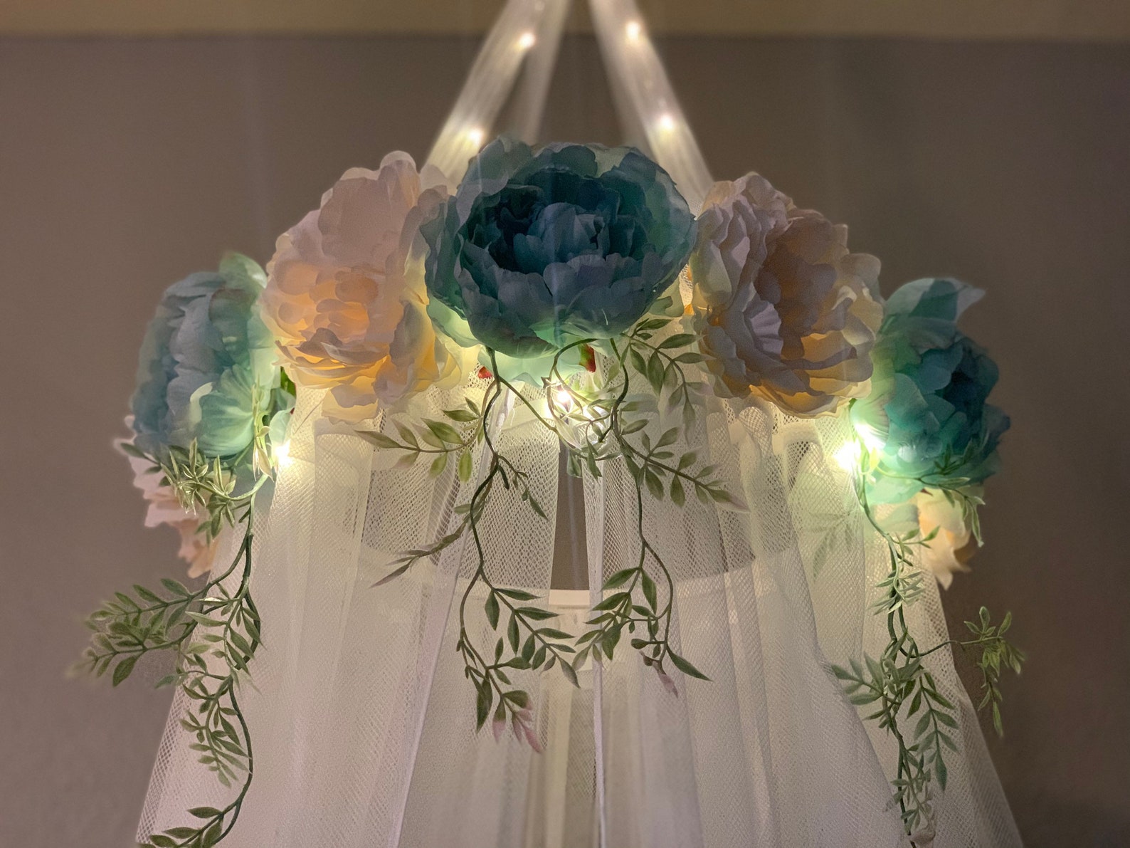 Custom Floral Canopy W/ Lights - Etsy