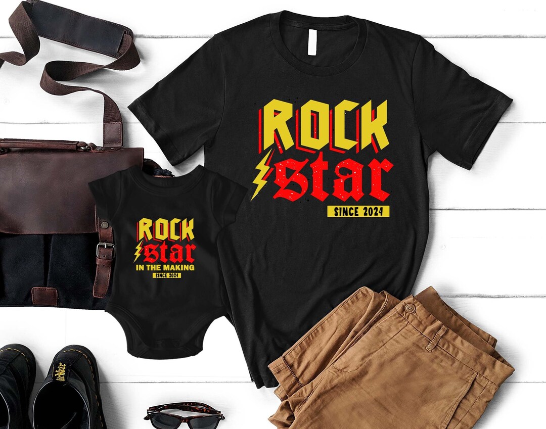 Rockstar Dad and Baby Matching Dad and Son Shirt, Infant Bodysuit, Dad ...