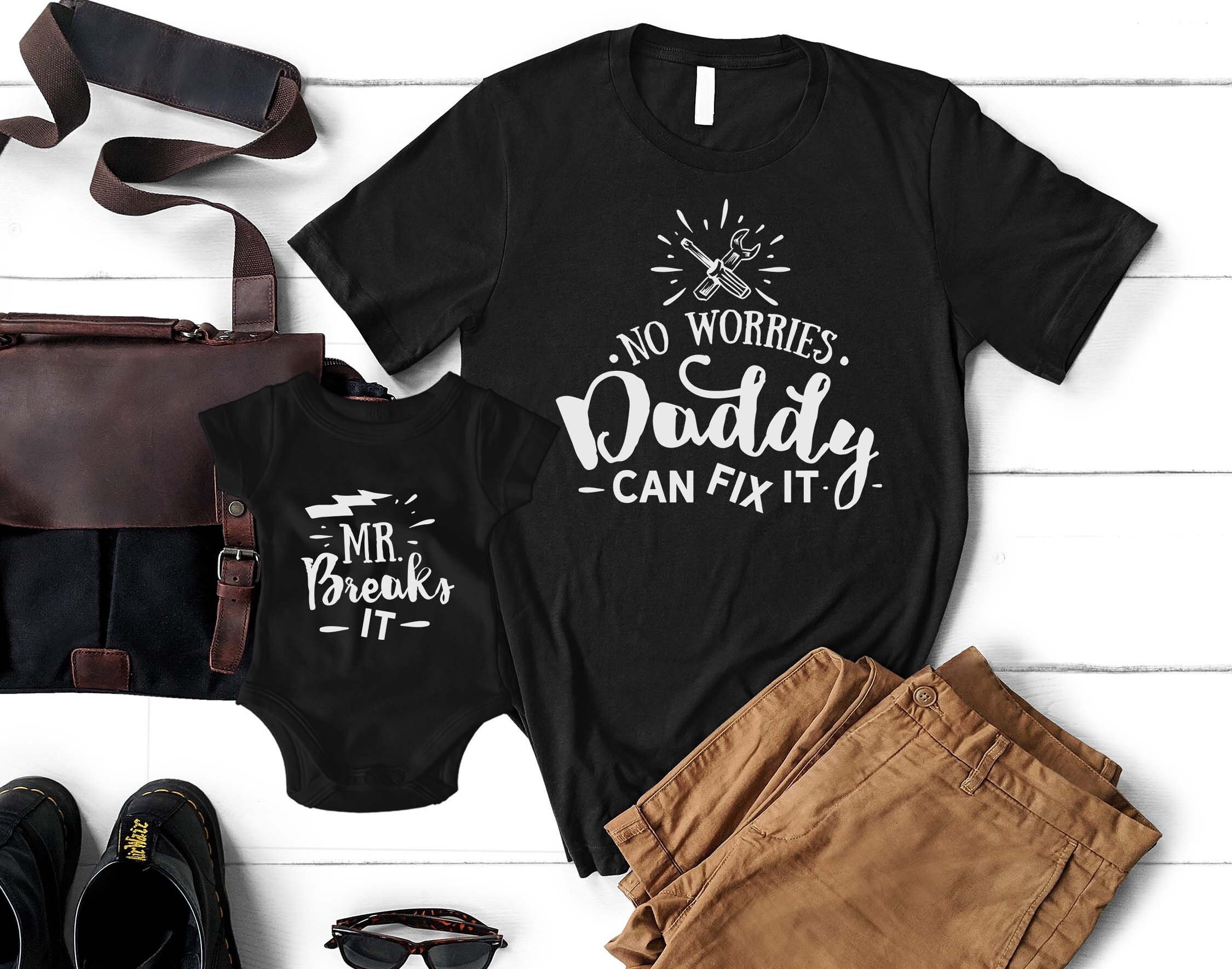 Funny Father's Day Gift, Daddy Can Fix It, Dad and Baby Matching Shirts ...