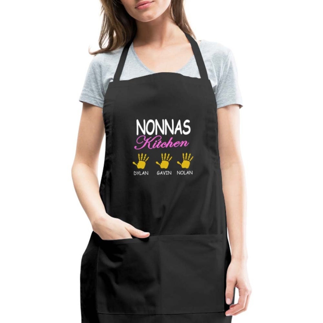 Nonnas Kitchen Apron, Custom Apron With Kids Names, Gift for Grandma ...