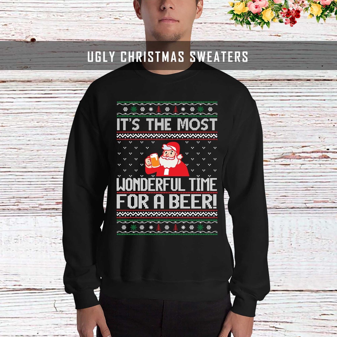 Ugly Christmas Sweater, Beer Lover Gift for Men, Xmas Jumper Holiday ...