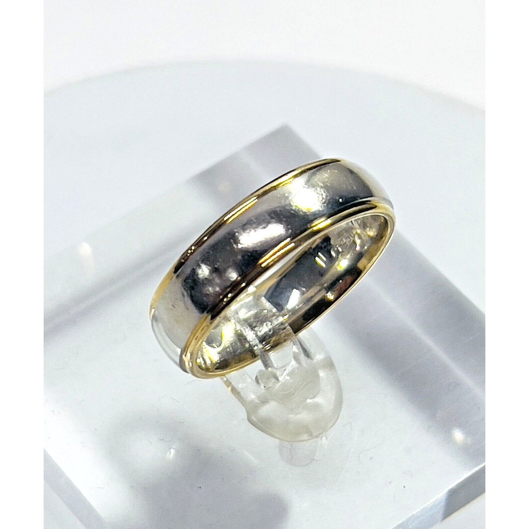 950 PLATINUM & 18K GOLD Brushed Finish Wedding Band Ring Size 9 5.85mm ...