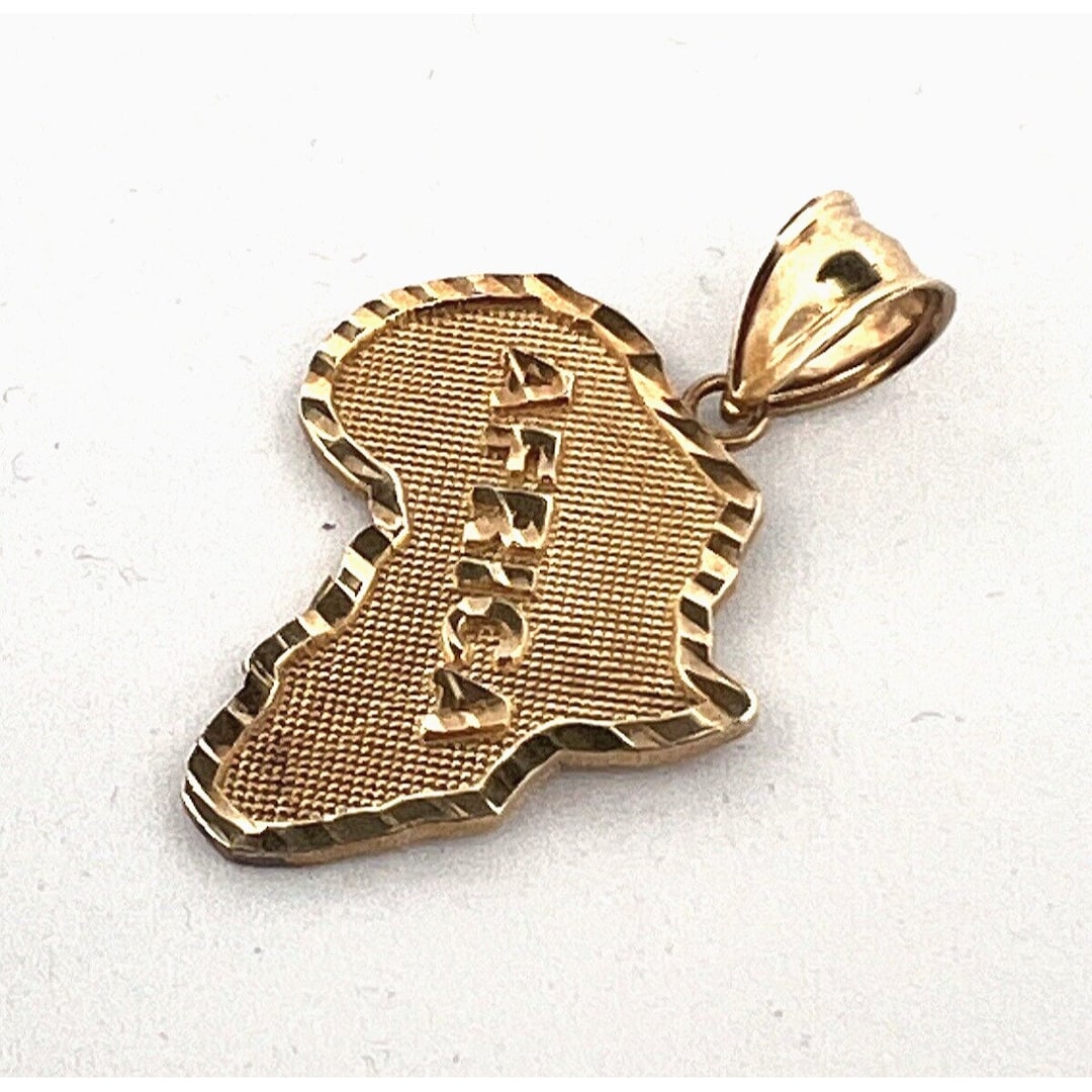 Unique 10K Solid Yellow Gold AFRICA Charm Pendant Free Shipping - Etsy