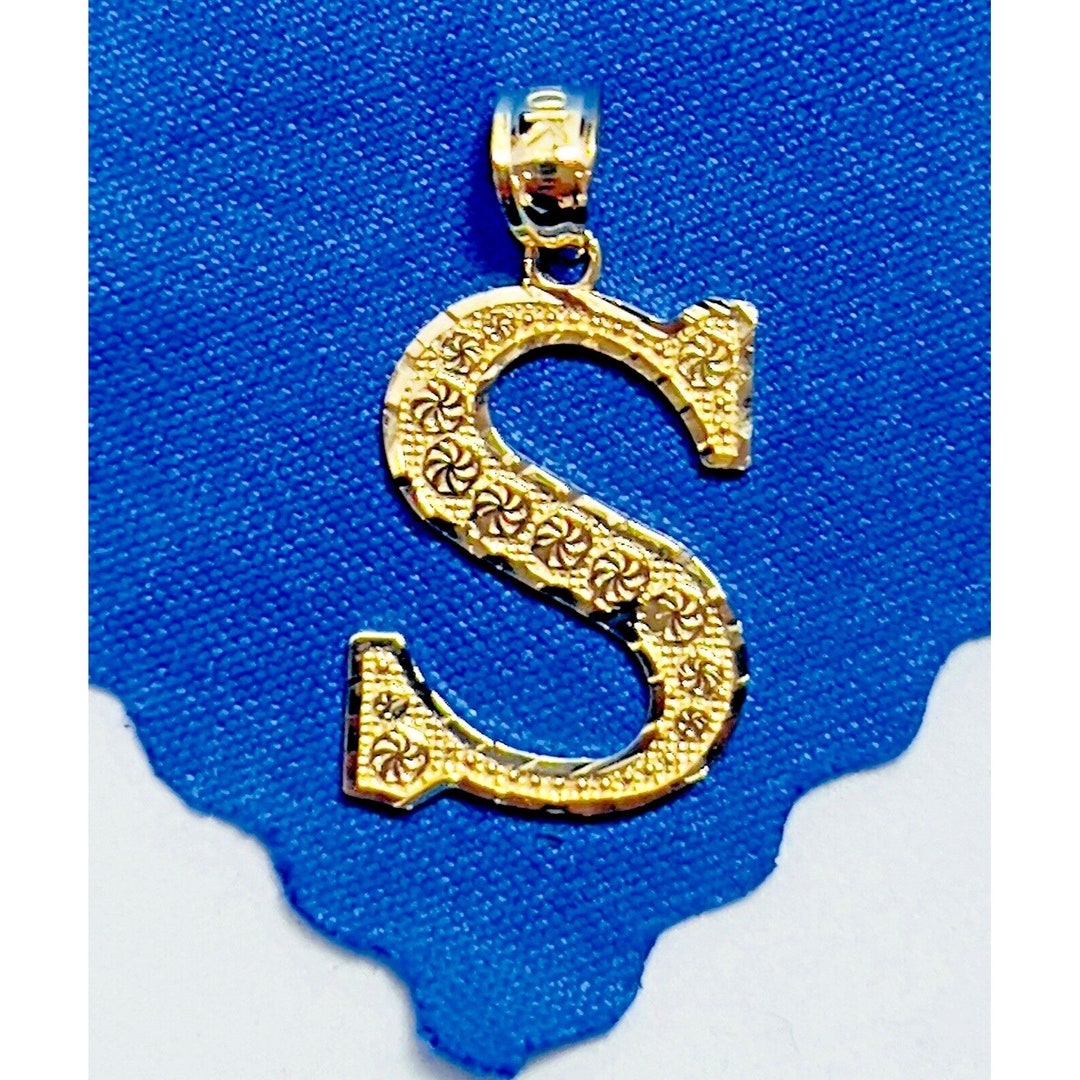 Stunning 10K Solid Yellow Gold Initial S Charm Pendant Free Shipping - Etsy