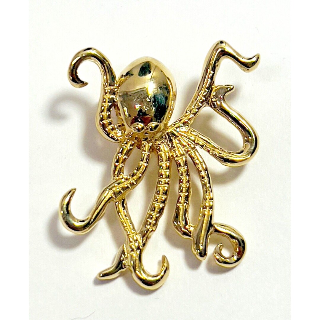 Beautiful 14K Karat Solid Yellow Gold Designer OCTOPUS Charm Pendant ...