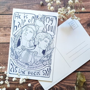 Postcard: Art Nouveau Achilles & Patroclus Greek Mythology Artwork the ...