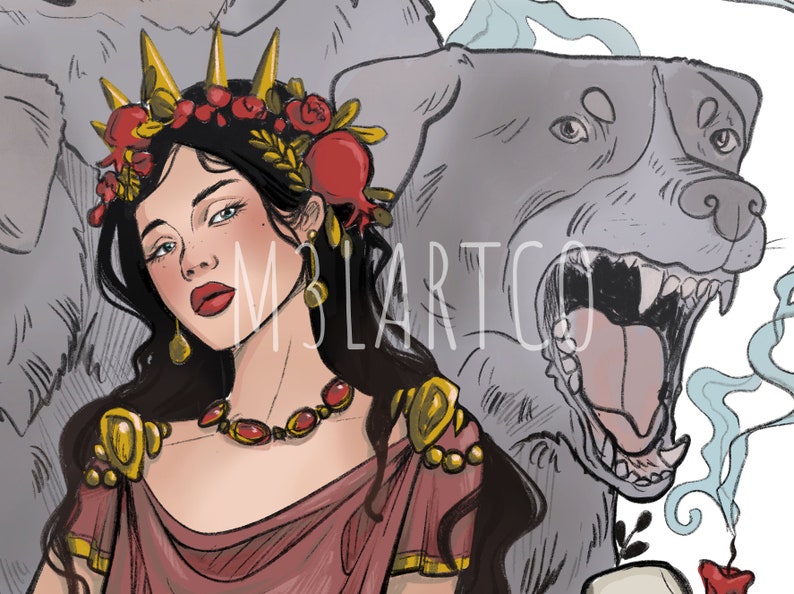 Print: Persephone & Cerberus 2 Size Options Greek Mythology - Etsy