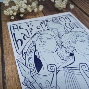 Postcard: Art Nouveau Achilles & Patroclus Greek Mythology Artwork the ...