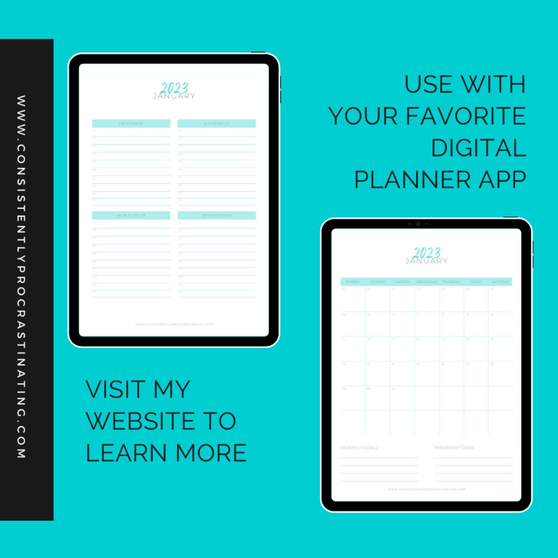 2023 Light Blue Dated Monthly Printable (or Digital) Planner With ...
