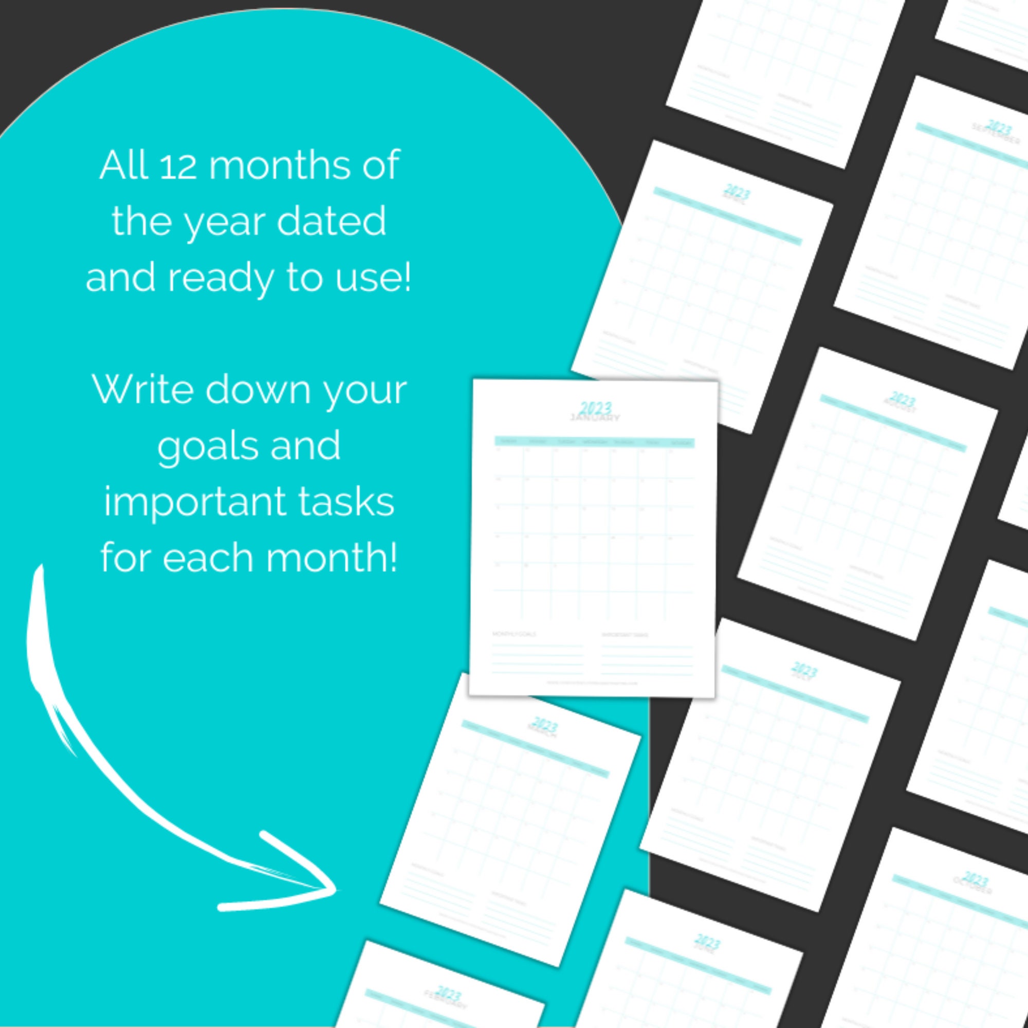 2023 Light Blue Dated Monthly Printable (or Digital) Planner With ...