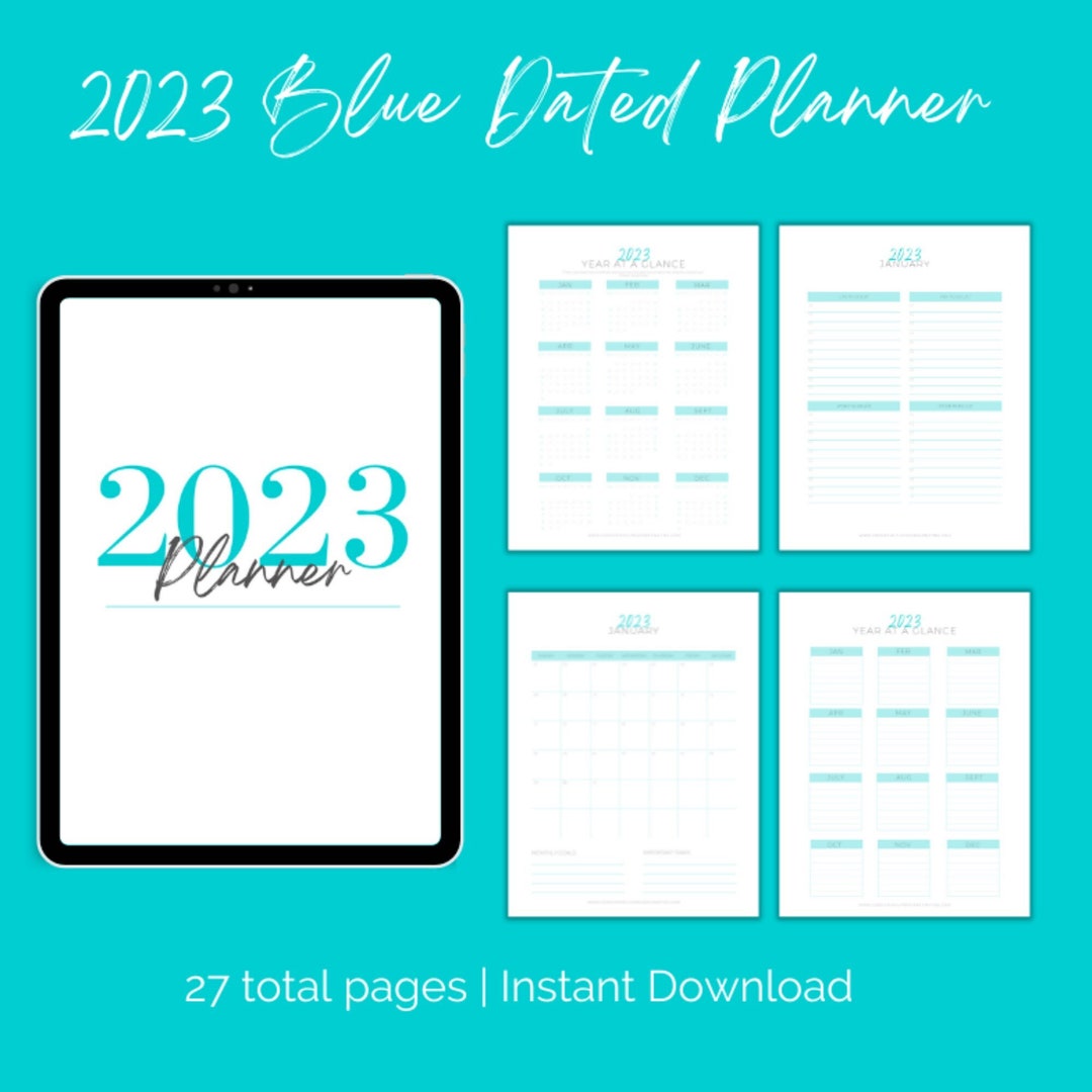 2023 Light Blue Dated Monthly Printable (or Digital) Planner With ...