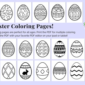 40 Page Printable Easter Egg Coloring PDF Digital File Instant Download ...