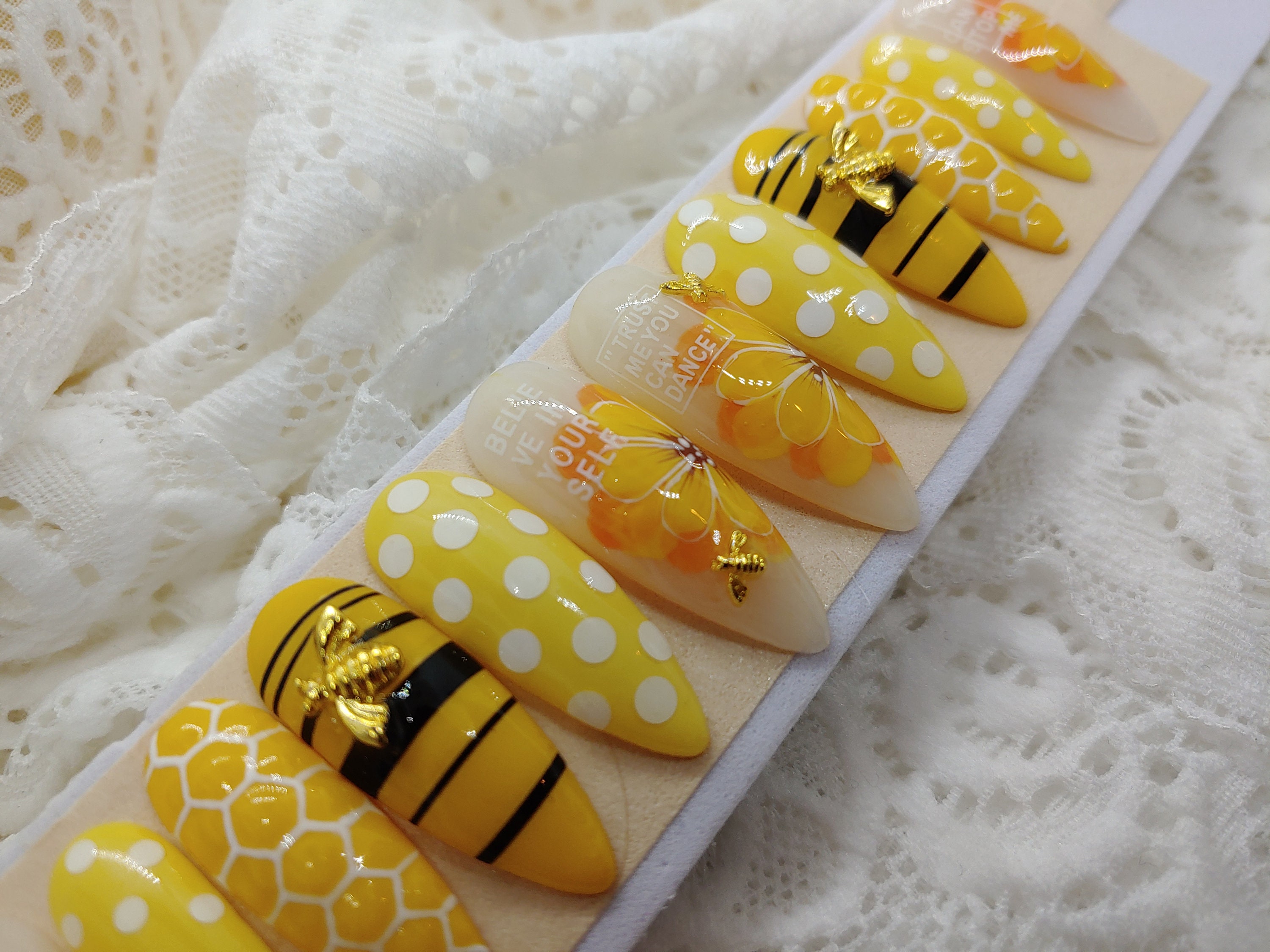 Bumblebee - Handmade Glue on Nails | Korean Nails | Japanese Nails ...