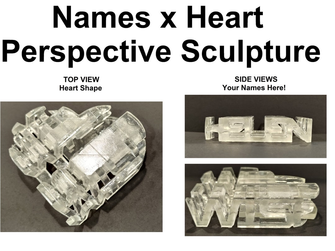 Names X Heart Perspective Sculpture - Custom Made for YOU! - Etsy