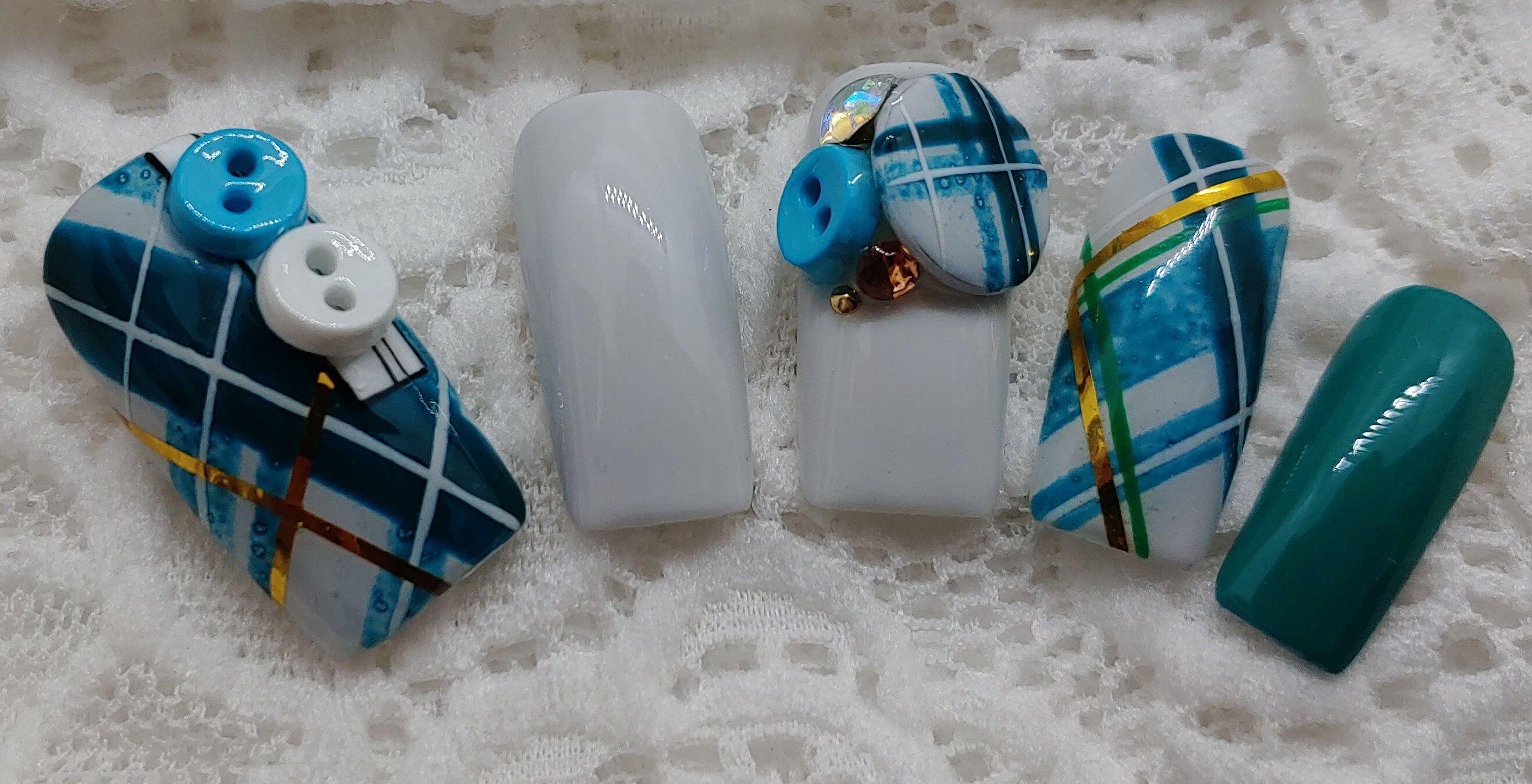 Cute as a Button Handmade Glue on Nails Korean Nails - Etsy