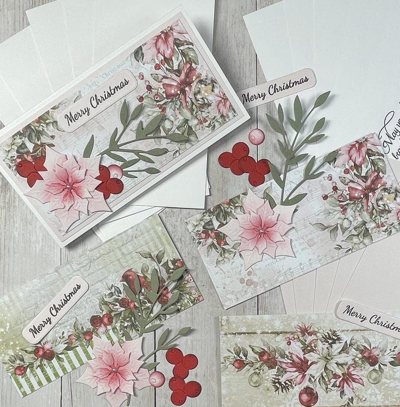 5x Mini Slimline Christmas #2 DIY Card Kit, Christmas Cards, Mini ...