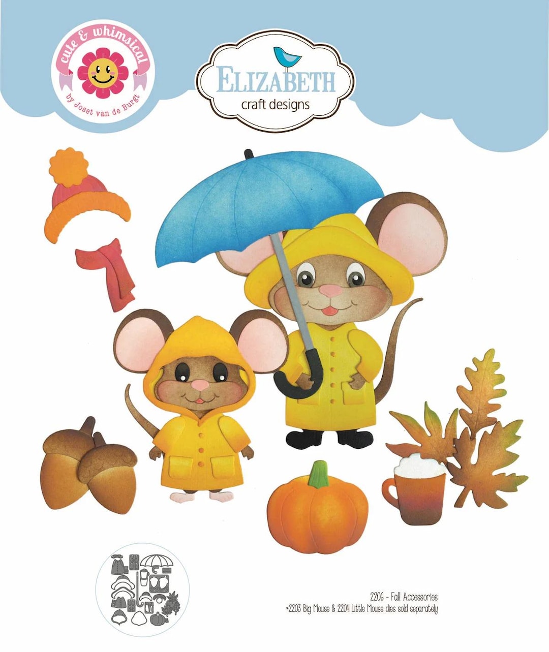 Elizabeth Craft Designs Fall Accessories Die Set, #2206, Mice, Mouse ...