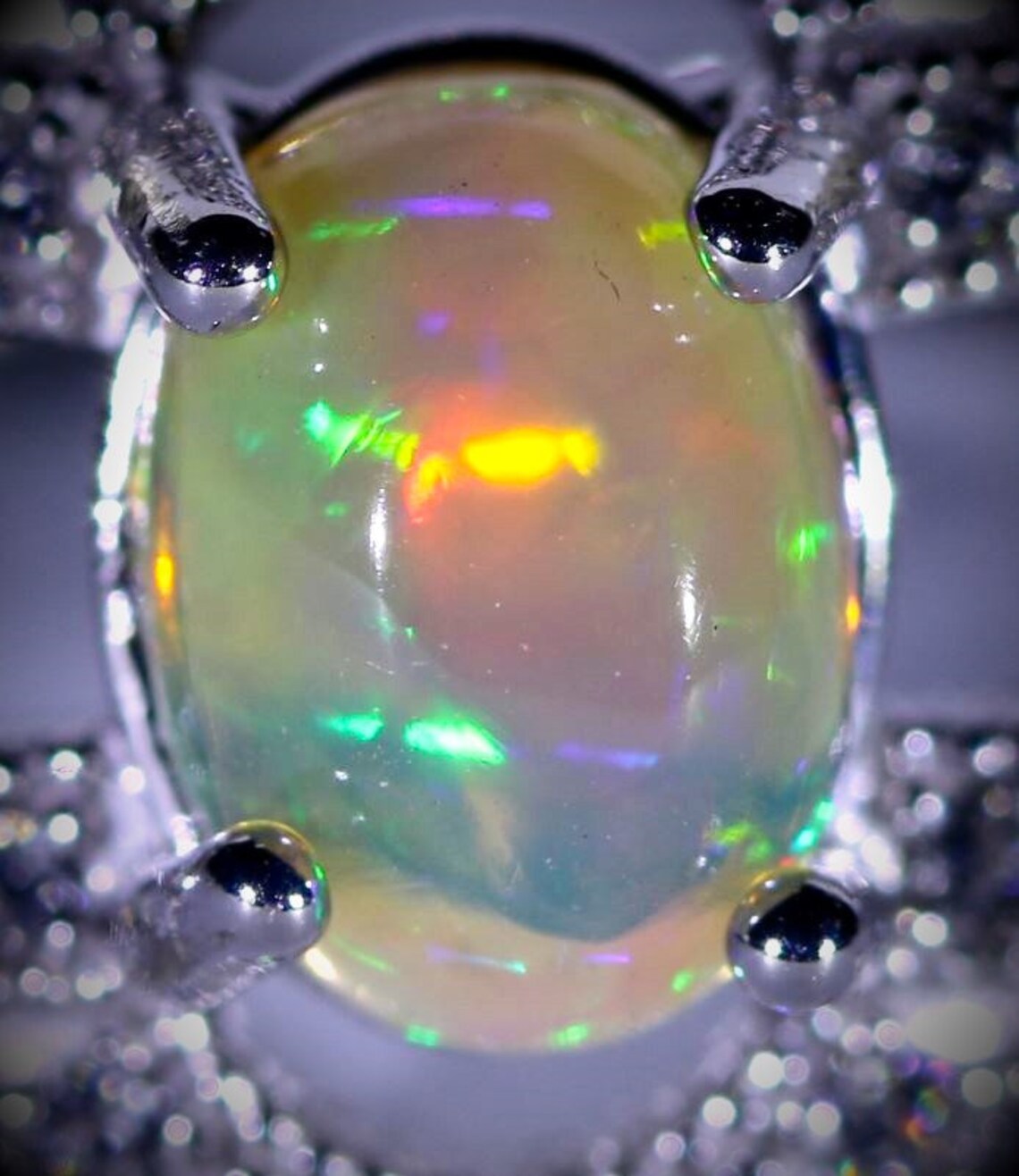 Precious Opal Ring Precious Opal 1.40ct Platinum Finish Solid | Etsy