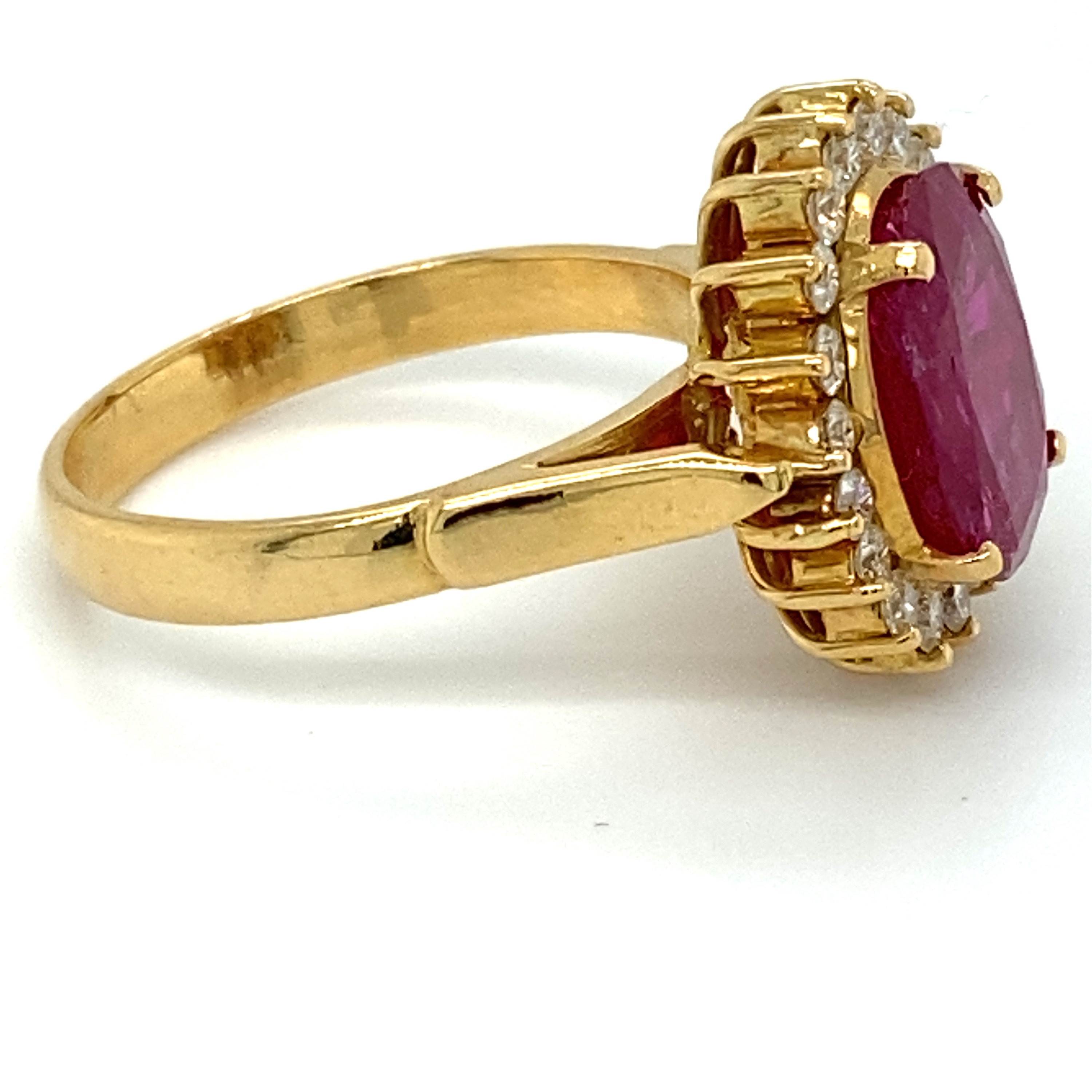 Anillo de oro rubí rubí 3.82ct diamantes naturales sólido 18K | Etsy