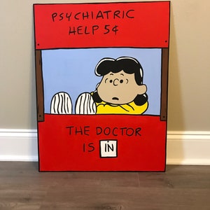 Lucy Psych Booth Sign / Peanuts Yard Sign / Charlie Brown Signs ...