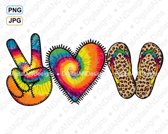 Peace Love Flip Flops PNG Leopard Print Tie Dye Png | Etsy