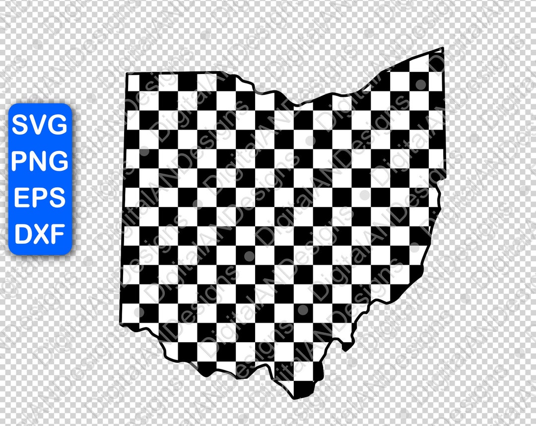 Ohio State Flag Svg, Ohio Shaped Checkered Flag Digital Cutting File ...