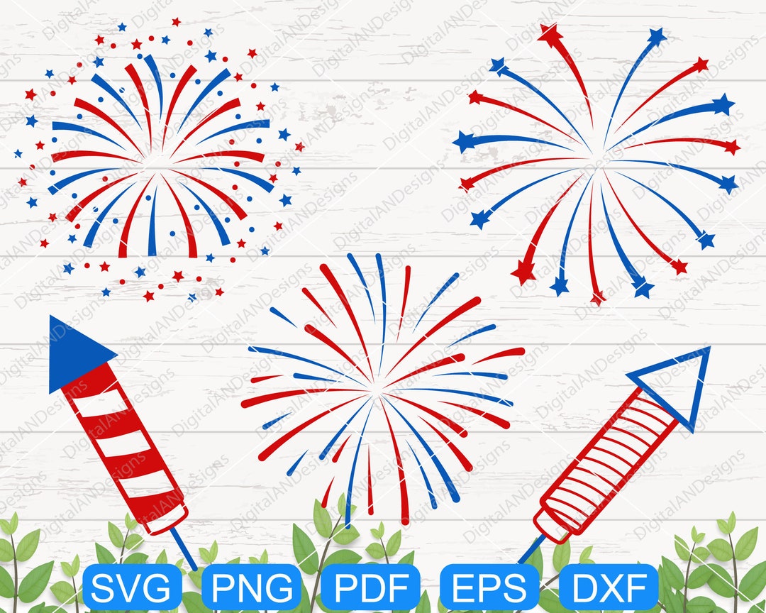Fireworks SVG Vector Cut File, Firework 4th of July Patriotic USA ...