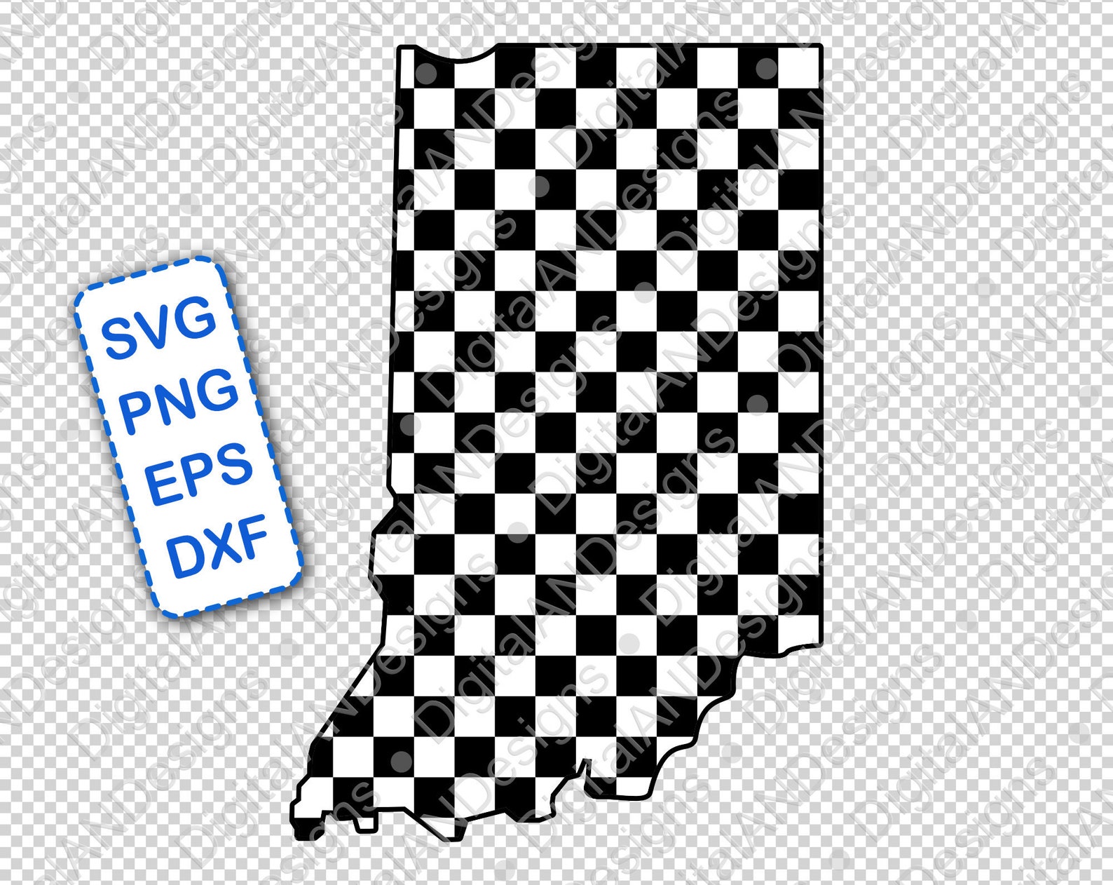 Indiana State Shaped Checkered Flag SVG Instant Download Cutting File ...