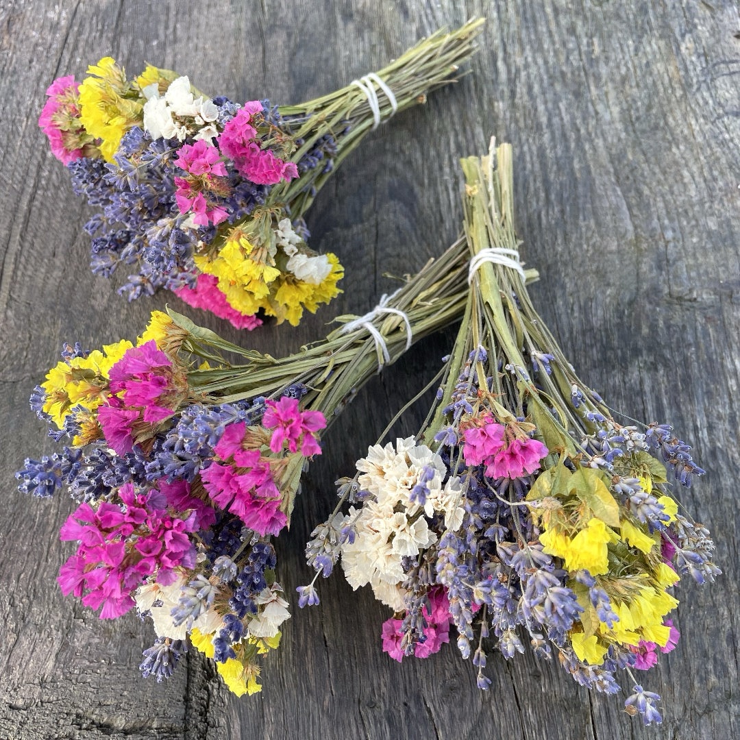 Dried Limonium Statice Bouquet, Blue Shades Dried Flowers, Rustic Decor ...