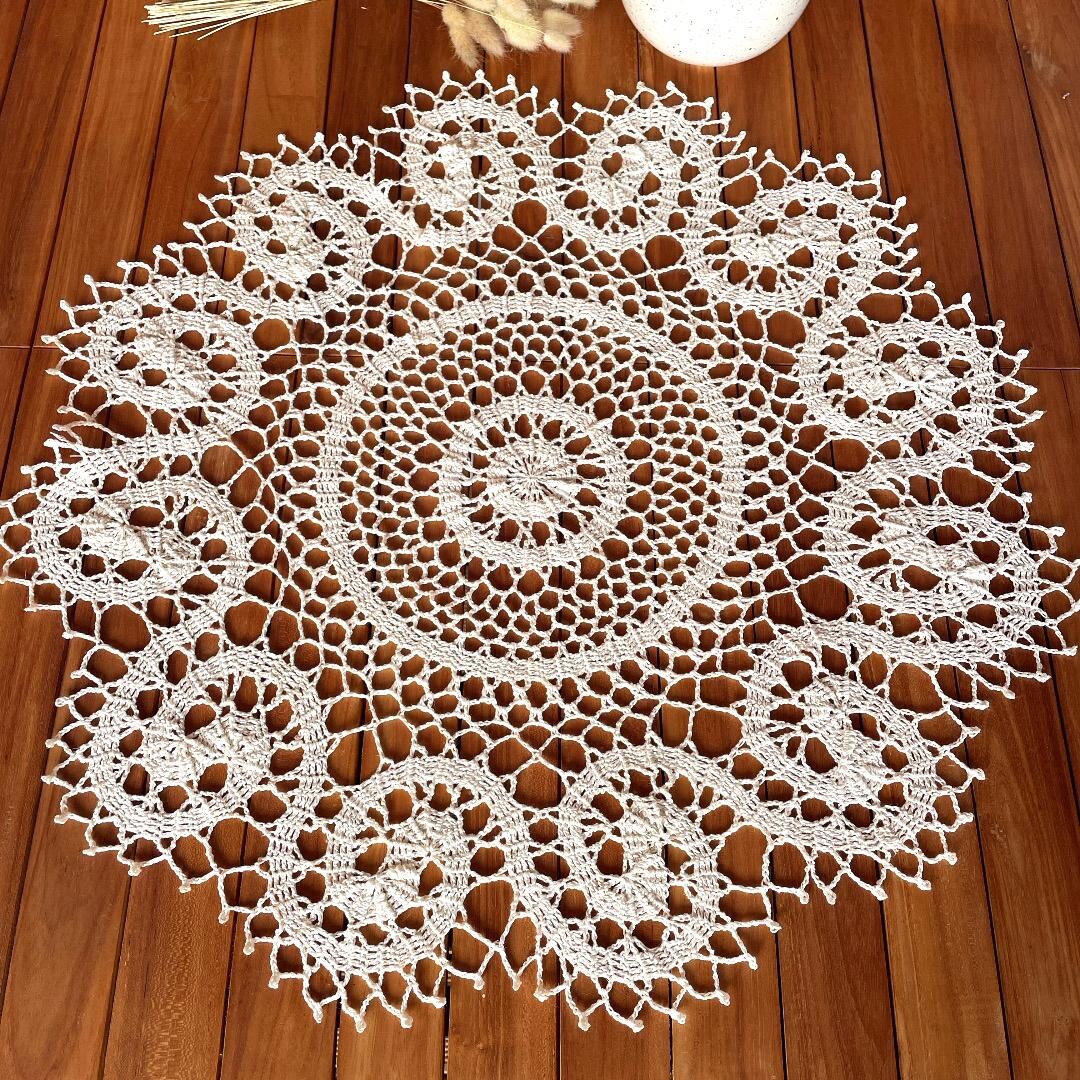 Bruges Lace Crochet Doily, Linen White Doily, Lace Doily, Table Topper ...