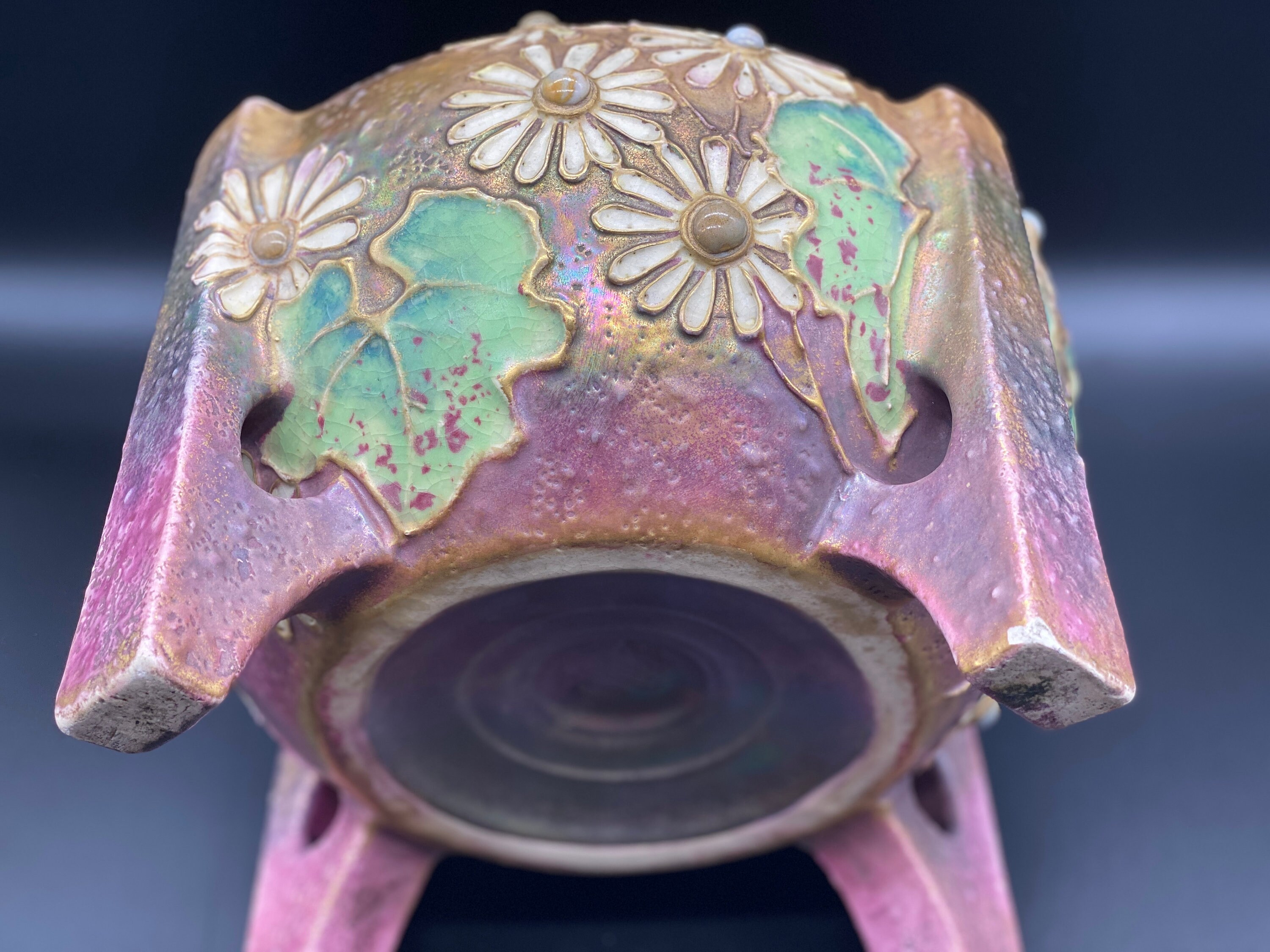 AMPHORA Austria Art Nouveau Turn Teplitz Jeweled Iridized Gres-bijou ...