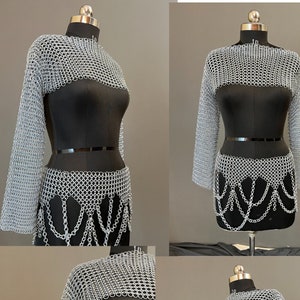 Chainmail Silver Long Sleeves Shrug, Handmade Loose Cropped Pullover ...
