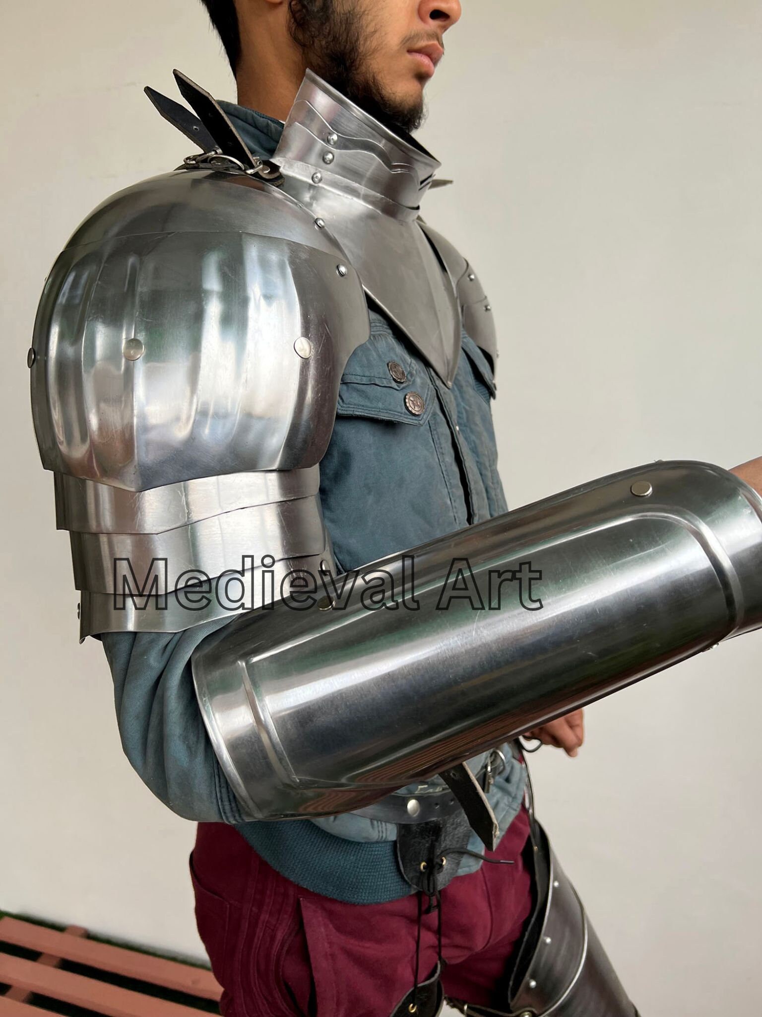Medieval Pouldron Gorget Bracers Armor, Larp Armor, Cosplay Armor, Sca ...