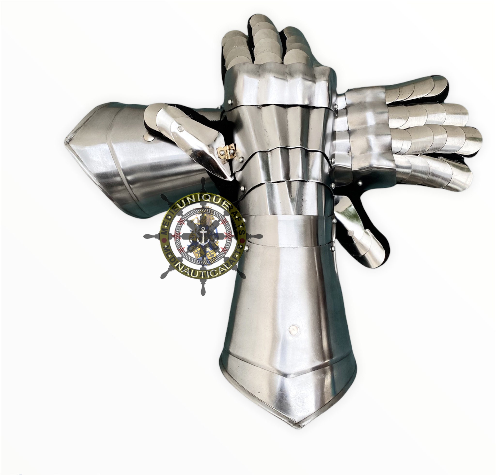 Medieval Solid Steel Knight Gauntlet With Leather Gloves - Etsy