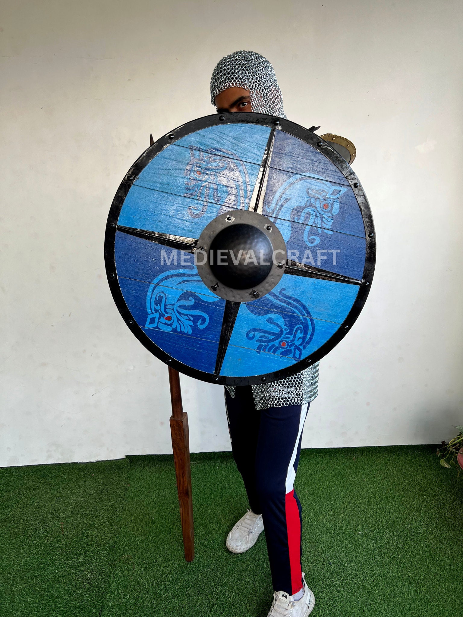 Medieval Viking Dragon Shield, Collectible Wooden Shield, Larp Armor ...